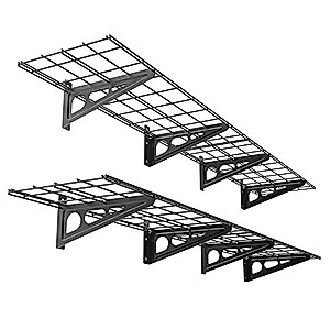 FLEXIMOUNTS 12-inch-by-72-inch 2 tier Wall Shelf Garage Storage Rack Wall Mounted Floating Shelves,1x6ft ,Black, 2-Pack