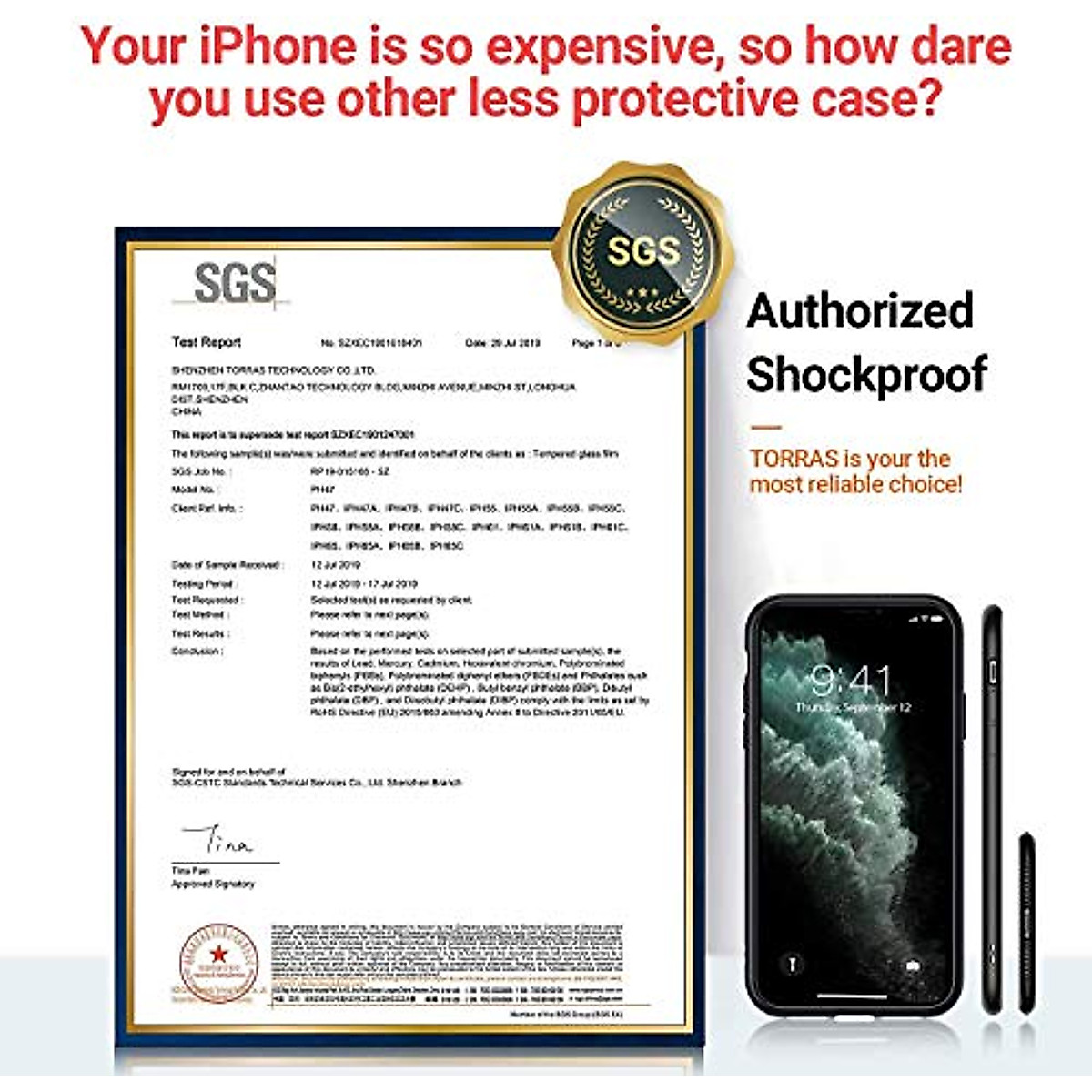 TORRAS Shockproof Compatible for iPhone 11 Pro Case, [Military Grade Drop Tested] Translucent Hard Matte Case with Soft TPU Bumper Slim Phone Case Compatible for iPhone 11 Pro, Matte Black