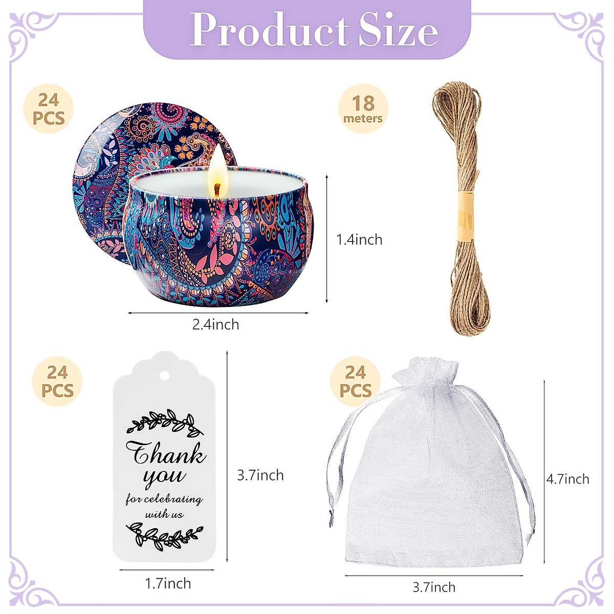 Scented Candles Gift Set - 24 Pack of Aromatherapy Candles for Guests, Bridal Party Favors for Adults Gift for Birthday, Mothers Day, Valentine's Day,Christmas Women Wedding Baby Shower