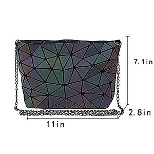 Mily Womens Holographic Laser Leather Envelope Clutch Handbag Purse Luminous