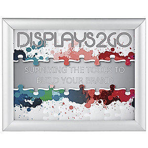 Displays2go Snap Open Sign Holder Frame, 8.5 x 11 Inch, Wall Mount or Tabletop, Silver Aluminum (WSNF8511SV)