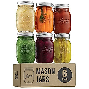 Paksh Novelty Mason Jars - Food Storage Container - 6-Pack - Airtight Container for Pickling, Canning, Candles, Home Decor, Overnight Oats, Fruit Preserves, Jam or Jelly