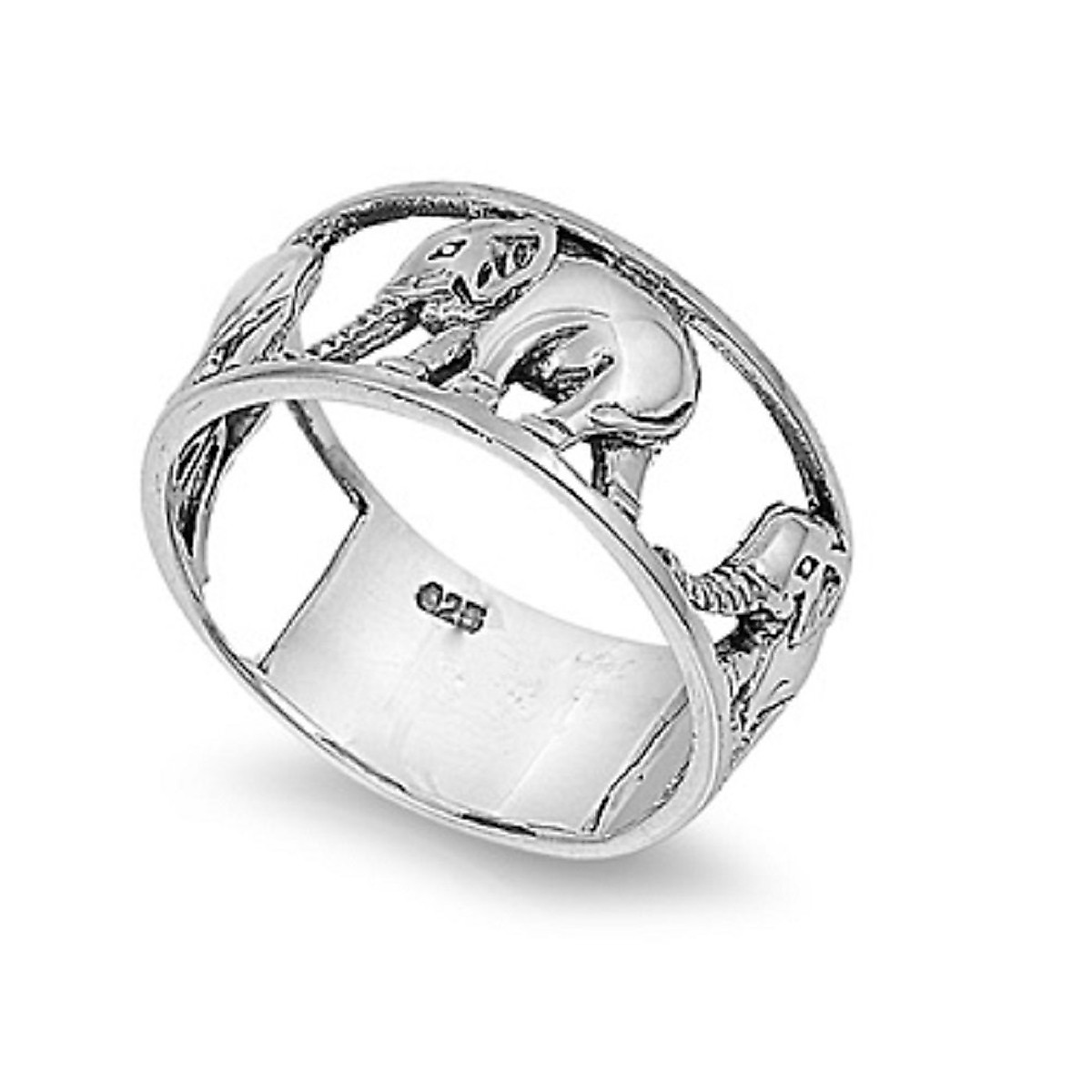 CloseoutWarehouse 925 Sterling Silver Elephant Carousel Ring Size 8