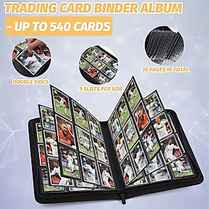 Foalgo Trading Card Binder, Card Collection Binder with 540 Side Loading Pockets, 9 Pocket Album Folder for TGC,MTG, Baseball Cards, Yugioh (Blue)