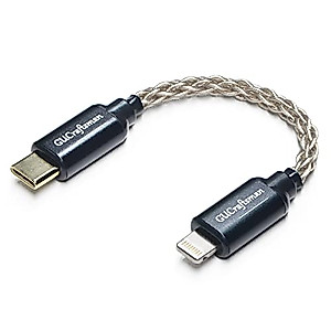 GUCraftsman OTG Cable iOS to Type C/USB C Headphone Amplifier Cable 6N Single Crystal Silver for FiiO BTR5 Q1 Q3 Q3s Qudelix 5K xDuoo Link2 XD-05PLUS E1DA 9038G3 9038S 9038D for iPhone iPad iPod Touch