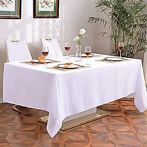 FURNLIK EVENTSDECO White Tablecloth Rectangle Table Cloth Polyester 60x84 Wrinkle Resistant, Stain Resistant Table Cloths for Banquet Vendor Wedding Buffet and Party