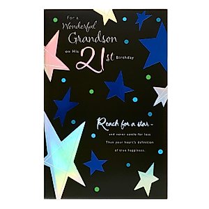 UK Greetings 21st Birthday Card for Grandson - Lovely Design, 149mm x 229mm