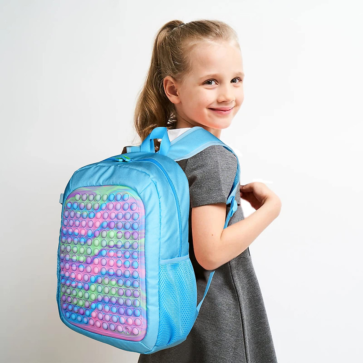 Gigilli Pop School Backpack for Girls, Rainbow Lightweight Girls Pop Bookbag Backpack for School, Large Capacity Elementary Schoolbag for School Supplies Birthday, Back to School Gifts for Girls Kids