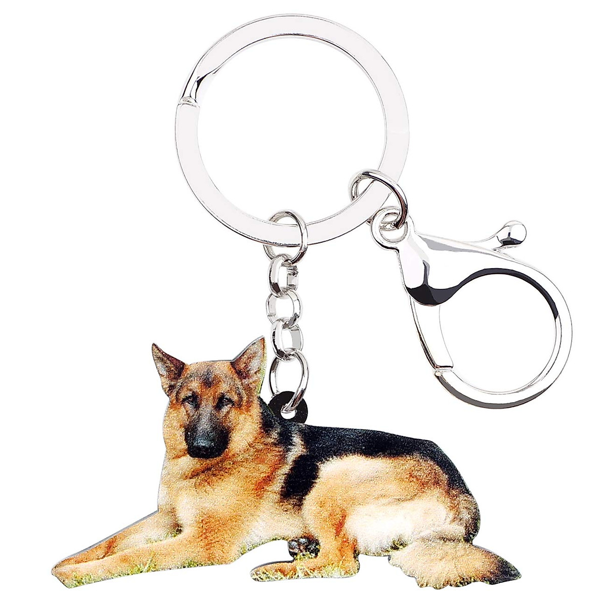 NEWEI Acrylic German Shepherd Dog Keychains Animal Purse Car Accessories For Women Girls Charms Pets Gift