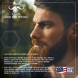 CanYouHandlebar Beard Balm for Men, Dry Oil Beard Wax, Natural Beard Care Conditioner Moisturizer Softener Grooming Products, Peppermint and Clary Sage Scent, 2 oz Stainless Steel Tin