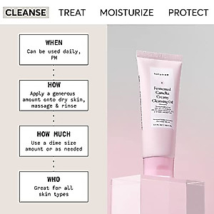 Naturium Camellia Creamy Cleansing Oil, Fermented Camellia Oil & Extract Plus Linoleic-Rich Oils, 3.5 oz