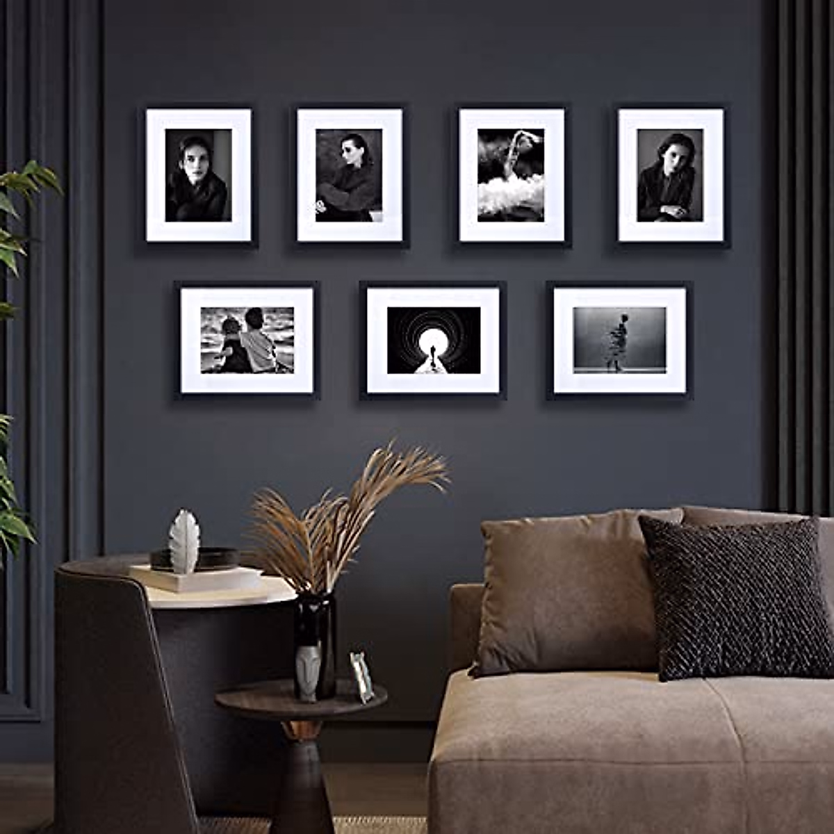 ENGLORY 11x14 Picture Frame Black Set of 3, Made of composite wood and Real Glass, Display 8x10 with Mat or 11x14 Without Mat, 11 x 14 Photo Frames for Wall Mounting.