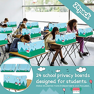 Privacy Shields for Student Desks - 24 Pack，Colored Classroom Privacy Folders for Students, Privacy Boards for Test and Desk Dividers (16"W x 12"H x 13"D)