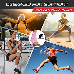 Sleeve Stars Ankle Brace for Sprained Ankle, Plantar Fasciitis Relief Ankle Support for Men and Women, Ankle Compression Sleeve w/ Strap (Single/Baby Pink)