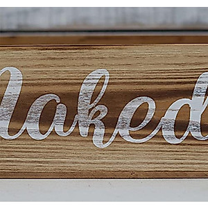 Get Naked Farmhouse Toilet Paper Basket, Rustic Wooden Bathroom Decor Box, Bathroom Organizer Over Toilet, Funny Toilet Paper Storage with Rope Handle, Brown