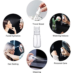 TOSERSPBE Spray Water Bottle Hair Mister, Fine Mist Stylist Sprayers 360 Empty Small Misting Spritzer, Perfume Atomizer with Pump Clear Containers (2PCS/2oz)