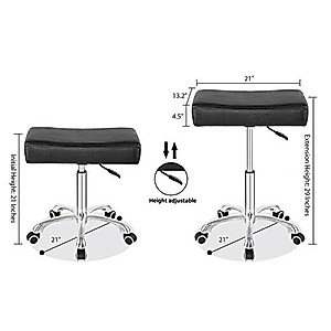 Nazalus Rolling Swivel Stool Height Adjustable with Wheels Heavy Duty for Office Home Desk Counter Salon (Black) (Black, Without Footrest)