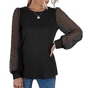 WIHOLL Black Fall Clothes for Women 2023 Loose Fits Long Sleeve Tunic Tops Dressy Casual S