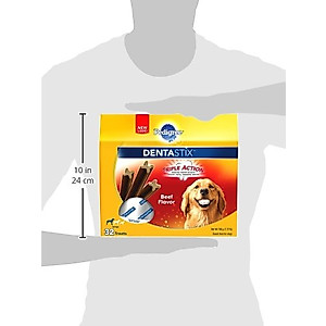 PEDIGREE DENTASTIX Large Dog Dental Treats Beef Flavor Dental Bones, 1.72 lb. Pack (32 Treats)