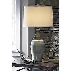 Signature Design by Ashley Niobe Glazed Ceramic Table Lamp, 2 Count, 28", Multicolored & Gray