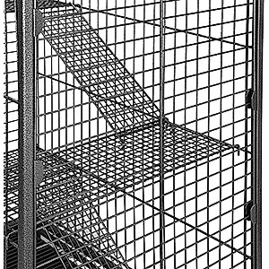 37-inch Metal Ferret Chinchilla Small Animals Hutch Rolling Cage Guinea Pig/Kitten/Rabbit Pet with 2 Front Doors for Indoor Outdoor (Black Vein, Metal Platform and Ladder)