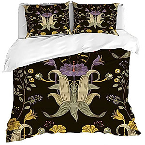 Paisley Quilt Set, Paisley Style Textures, 3 Pieces Wrinkle, Stain Resistant Comforters Set, (California King, 96x104 inches, 3 Pieces)