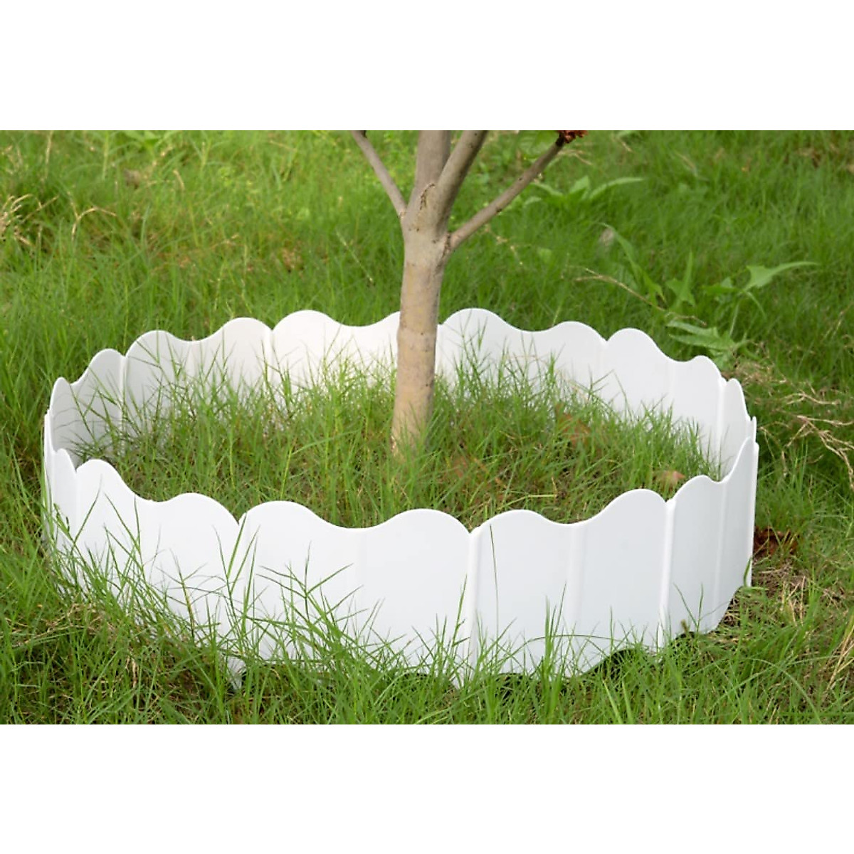 Tsnamay 20Pcs Garden Landscape Edging Borders,Flexible Lawn Edging Flower Bed Border for Arc, Oval, Circle, Heart 6.3"x5.51" White