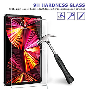 Ferilinso Designed for iPad Pro 11 Inch Screen Protector Accessories 2022 2021 2020 2nd 3rd 4th Generation 2 Pack Tempered Glass with 2 Pack Camera Lens Protector Suitable for Apple Pencil Face ID