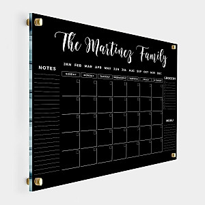 BLACK FAMILY NAME CALENDAR Personalized Calendar 2024 - Personalized Dry Erase Board, Horizontal Wall Calendar, Monthly and Weekly Calendar, Housewarming Gift, Goals, To Do