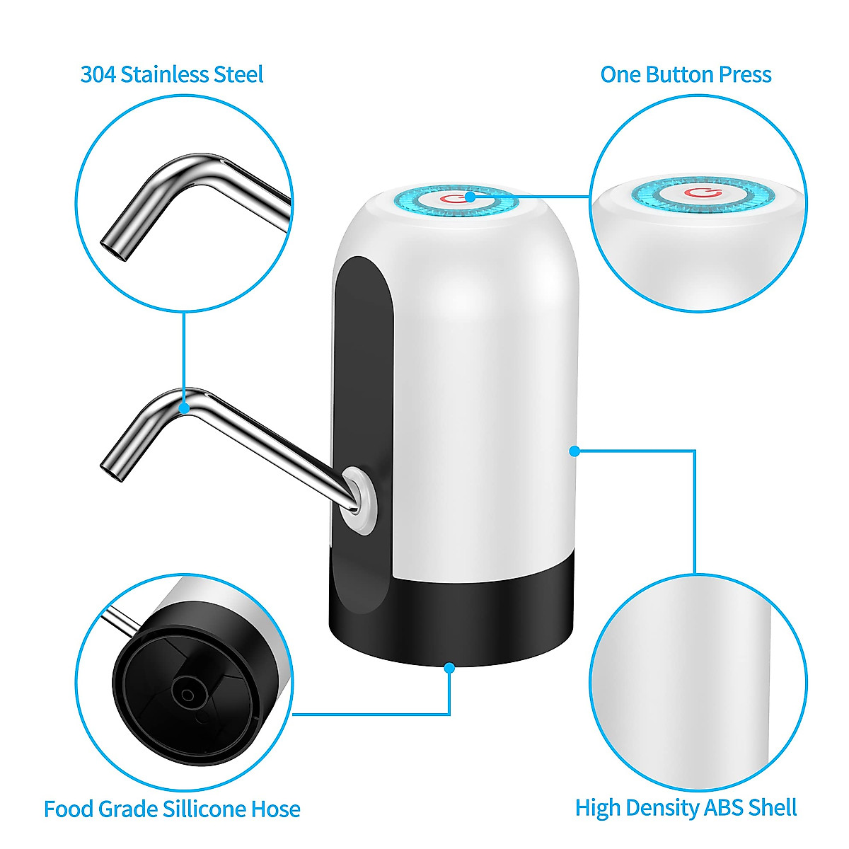 5 Gallon Water Bottle Dispenser USB Charging Automatic Drinking Electric Water Pump for Universal 3-5 Gallon Bottle Portable Water Dispenser Pump for Camping