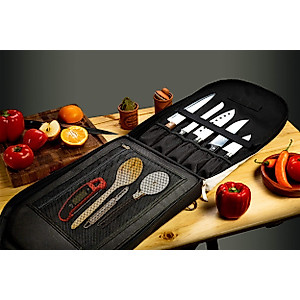 EVERPRIDE Chef Knife Bag (19 Slots) Holds 15 Knives PLUS 4 Zipper Compartments for Cooking Tools, Tablets and More - Lightweight Backpack for Chefs and Culinary School Students (Bag Only)