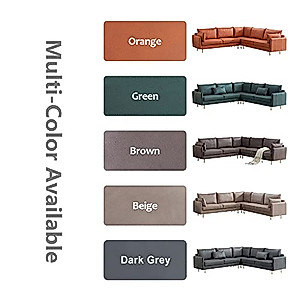 92.5" Wide Symmetrical Corner Sectional, L-Shaped Modular Sectional Sofa, Technical Faux Leather Sofa Couch for Living Room, Dark Grey