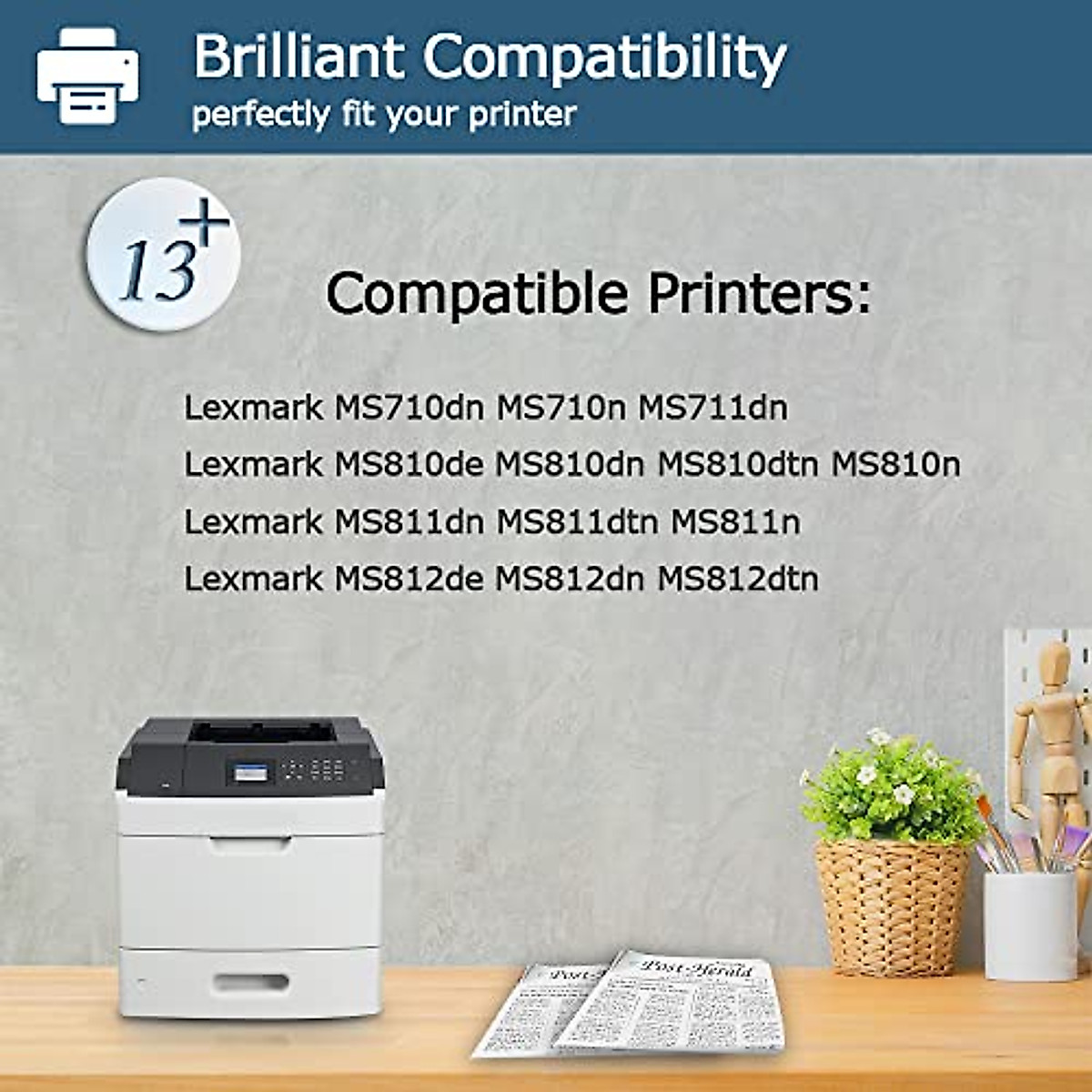 Leize Remanufactured Lexmark 52D1H00 521H Toner Cartridge use for Lexmark MS810 MS811 MS812 MS710 MS711 MS810n MS810dn MS811dn Series Printer (High Yield Black 25,000 Pages,1-Pack)