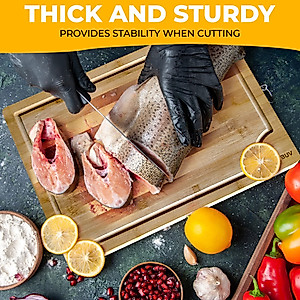 TEVBUV Large Bamboo Cutting Board – 18 x 12-inch Chopping Board with Juice Groove for Meat, Vegetables, Fruits, Cheese – Multipurpose Wooden Cutting Board, Serving Tray, Charcuterie Board with Handle