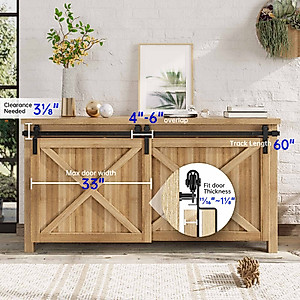 EaseLife 5 FT Mini Cabinet Bypass Sliding Barn Door Hardware Track Kit,Easy Install,Slide Smoothly Quietly,Apply for Storage Window TV Stand and Other Shielding (No Cabinet)