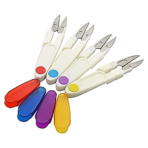 XINMEIWEN 4PCS Portable Yarn Scissors Multipurpose U-Shaped Thread Scissors with Safety Cover for Cross-stitch Craft Clipper Cutter DIY Projects