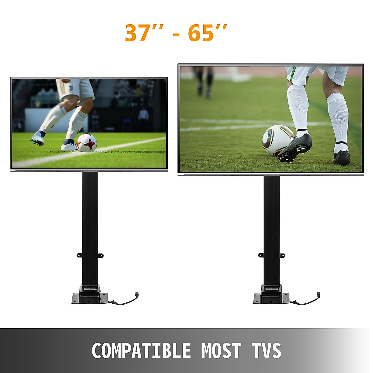 VEVOR Motorized TV Lift Stroke Length 35 Inches Motorized TV Mount Fit for 37-65 Inch TV Lift with Remote Control Height Adjustable 28.7-64.2 Inch,Load Capacity 130 Lbs