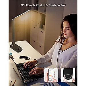 VOCOlinc LED Desk Lamps Compatible with Alexa HomeKit Google, Smart Desk Lights with Stepless Dimming, Timer, Eye-Caring Desk Lamps for Home Office, Reading, Study, Crafts