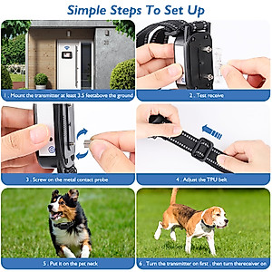 Wireless Dog Fence System, Electric Dog Fence for 2 Dogs & Remote Trainer, Portable Dog Perimeter Fence Wireless, Adjustable Pet Training Collar Receiver for The Yard, Harmless for Medium Large Dogs
