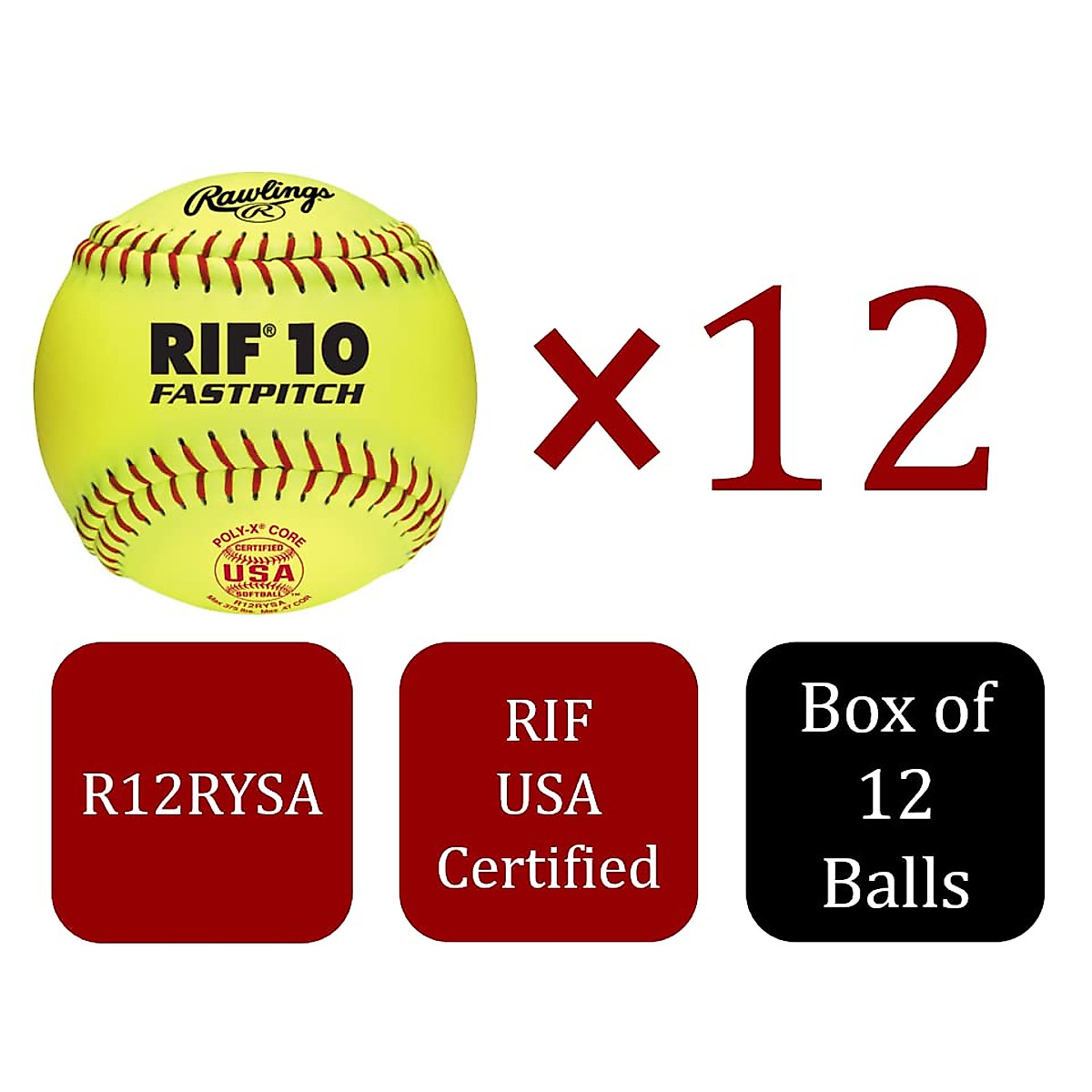 Rawlings | Official RIF 10 Fastpitch Softball | 12" ASA | R12RYSA | 12 Count