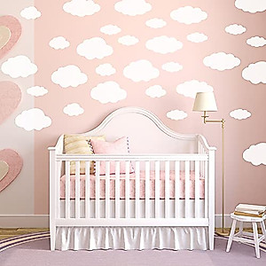 125 Pieces Cloud Wall Decor Cloud Stickers Cloud Wall Decals White Clouds Peel and Stick Cloud Decals for Walls Removable Wall Stickers for Baby Kids Nursery Living Room Play Story Room, 16 Sheets