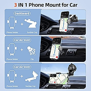 1Zero Universal Phone Holder for Car [Super Stable & Hands-Free] Car Vent Phone Mount [Thick Case & Big Phone Friendly] Car Phone Holder Mount for Vent Dashboard Windshield