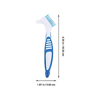 Ipetboom Mini Brush Denture Cleaning Brush Double Sided Denture Toothbrush Deep Clean Brush Small Cleaning Brush Detail Cleaning Scrub Brush False Teeth Cleaning Tool Blue Cleaning Brushes