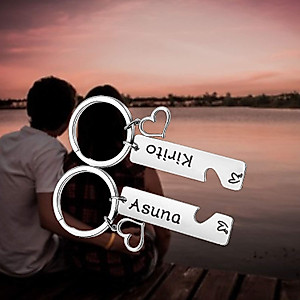 MYOSPARK Kirito And Asuna Couples Keychain Set His And Her Gift For Couple Boyfriend Husband (Ausna and Kirito Keychain)