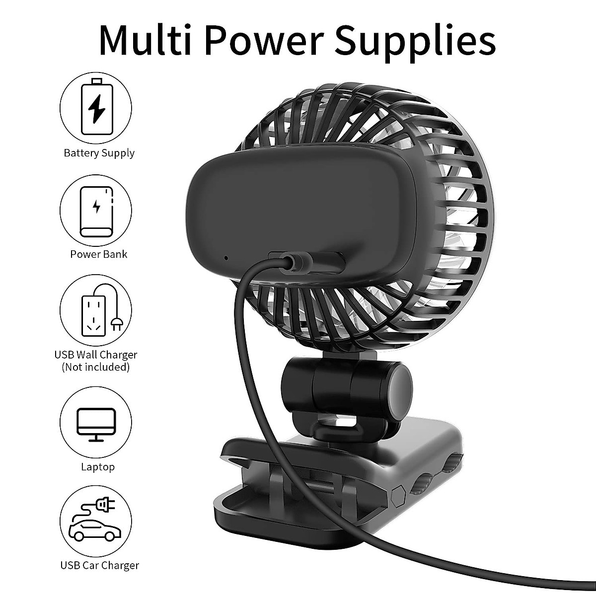 Super Mini fan with Clip, Battery Operated Pocket Fan, Small Portable Desk Fan, 3 Speeds Adjustable, Strong Airflow, 360° Free Rotation, for Travel, Indoors, Outdoors
