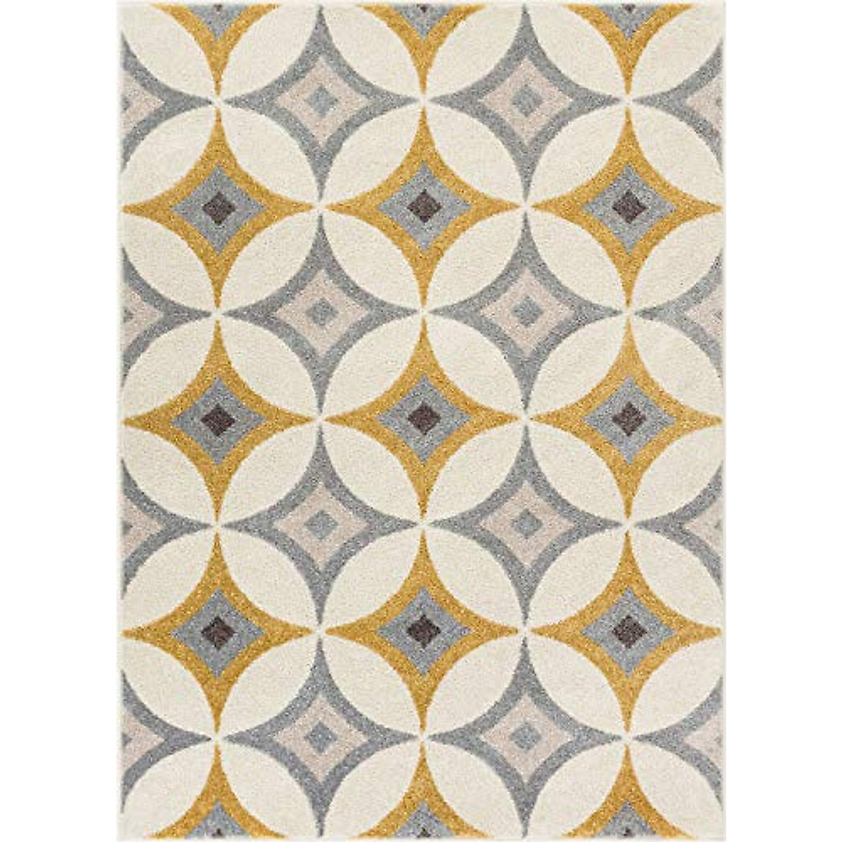 Well Woven Greyson Scanadnavian Retro Diamond Geometric Grey & Gold Area Rug 8x11 (7'10" x 9'10")