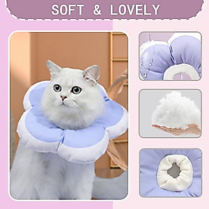 ZIVUYTAQ Cats Cone Collar,Cat Recovery Collar Waterproof Flower Adjustable Cone,Soft Elizabethan Collar for Kitten Small Dogs Stop Licking After Surgery(Y1002-03-XS)