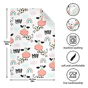 Kigai Cow Kitchen Towels, 18 x 28 Inch Super Soft and Absorbent Dish Cloths for Washing Dishes, 4 Pack Reusable Multi-Purpose Microfiber Hand Towels for Kitchen