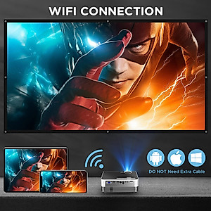 Native 1080P WiFi Bluetooth Projector, 8500L HD Video Mini Projector with Carrying Bag,Support 4K & 300" Screen, Portable Outdoor Movie Projector for TV Stick, HDMI, AUX, PS4, Laptop, Phone