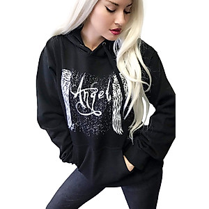 Demi Loon Sexy Angel Wings Tattoo Roses Hoodie Graphic Sexy Women's Pullover Motorcycle hooded Sweatshirt